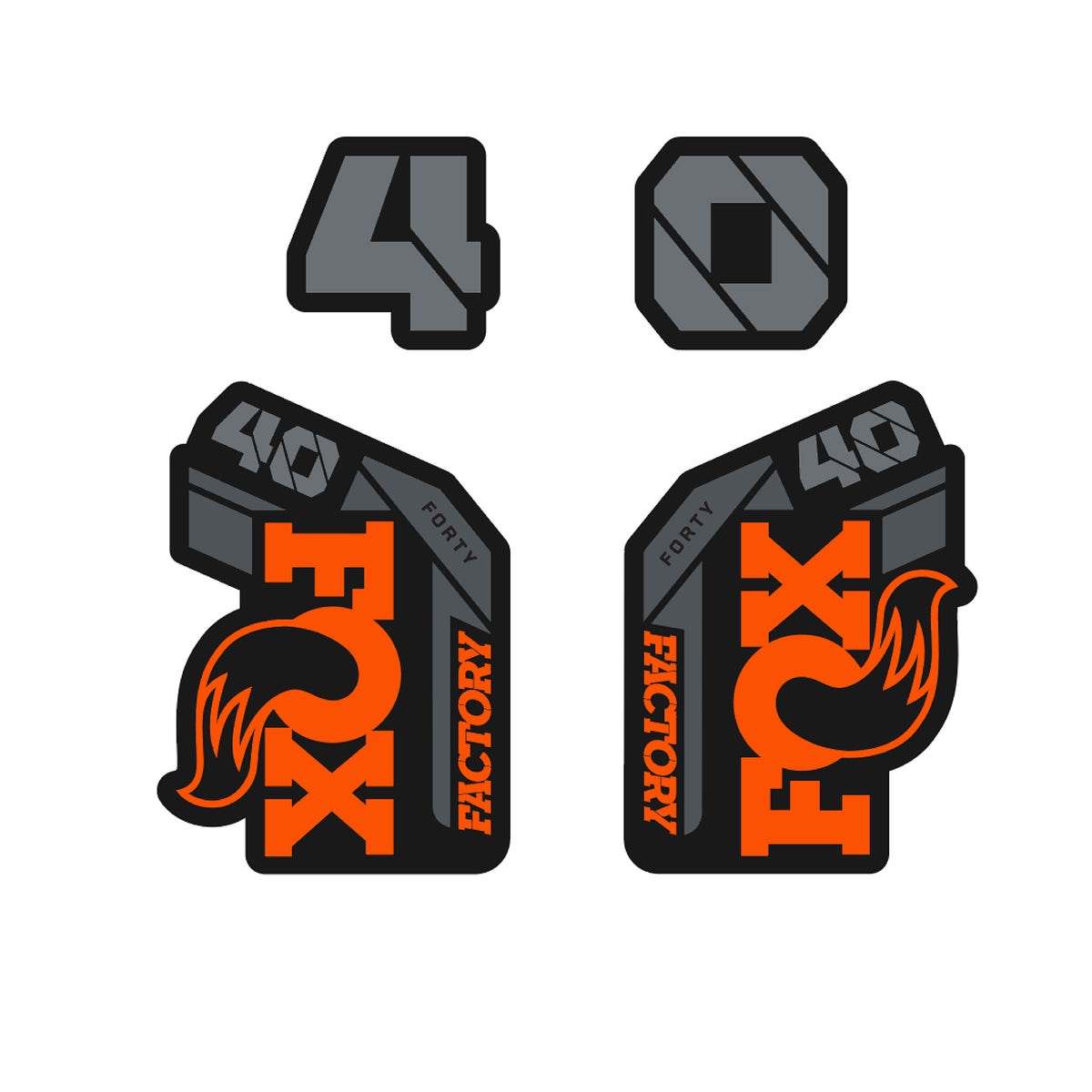 FOX Decal 2021/22 Kit 40 Factory Series Anthrazit/Grey/Orange *ORIGINA ...